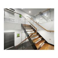 China Best selling straight staircase with pipe railings exterior wooden stair for sale