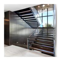China Best selling straight staircase with pipe railings exterior wooden stair for sale