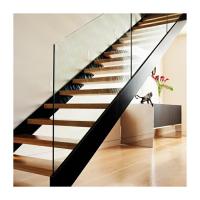China Manufacturer prefabricated steel straight staircase artistic wood stairs for sale