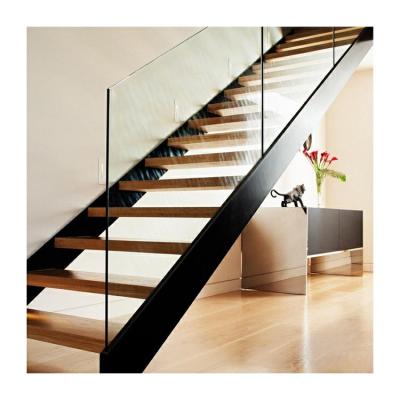 China Manufacturer prefabricated steel straight staircase artistic wood stairs for sale