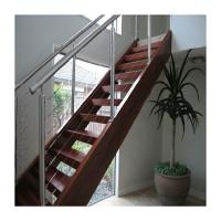 China Factory direct indoor iron railing straight staircase wood cantilevered stairs for sale