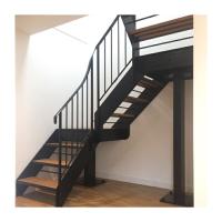 China Manufacturer supply hight -end straight staircase used indoor solid wood handrail stairs for sale
