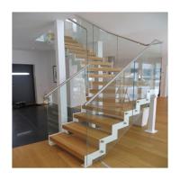 China New design straight staircase indoor steel railing wood stairs for sale