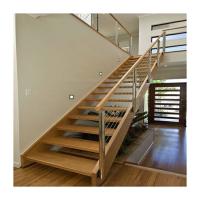 China Simple design straight staircase excellent packing america oak wood stair for sale