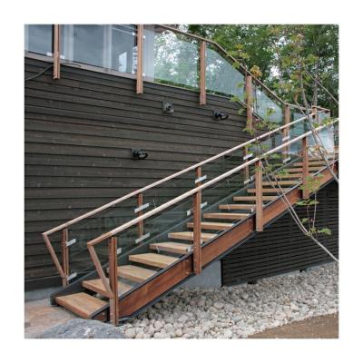 China Good quality living room straight staircase wooden handrail stair for sale