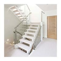 China Project straight staircase supply thick solid wooden tread stair for sale