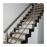 China Best selling prefab straight glass railing staircase customized color wooden tread stair for sale