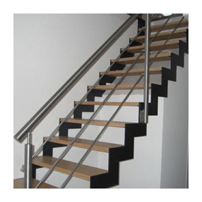 China Best selling prefab straight glass railing staircase customized color wooden tread stair for sale