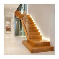 China Factory price timber straight stairs classic wooden staircase for sale