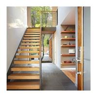 China China supplier wodd straight stairs beautiful color wood tread staircase for sale
