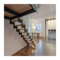 China Good service new style straight stairs pretty wooden tread staircase for sale