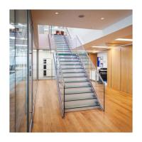 China Good service new style straight stairs pretty wooden tread staircase for sale
