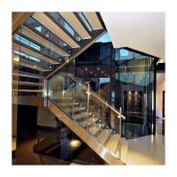 China Good service new style straight stairs pretty wooden tread staircase for sale