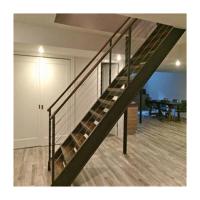 China Good service new style straight stairs pretty wooden tread staircase for sale