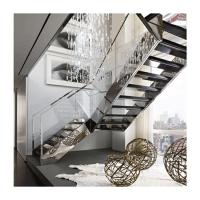 China Reliable performance height quality luxury straight stairs light yellow wood tread staircase for sale