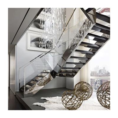 China Reliable performance height quality luxury straight stairs light yellow wood tread staircase for sale