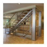 China China supplier height quality library straight stairs gray wood tread staircase for sale