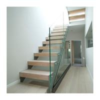 China Good quality height quality basement straight stairs red brown wooden box tread staircase for sale