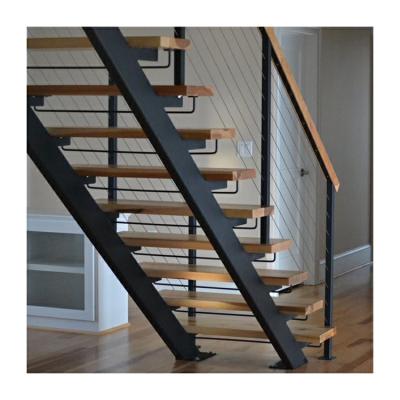 China Perfect quality height quality walnut straight stairs red wooden tread staircase for sale