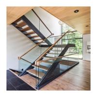 China Perfect quality height quality walnut straight stairs red wooden tread staircase for sale