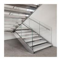 China General direct sales height quality double straight stairs light wooden box tread staircase for sale