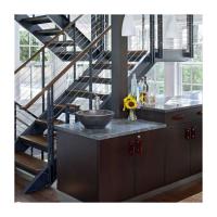 China Good quality steel straight stairs steel-wood staircase for sale