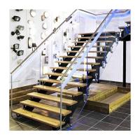 China Good quality steel straight stairs steel-wood staircase for sale