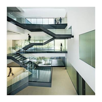 China Apartment refabricated straight stairs cantilever wooden staircase for sale