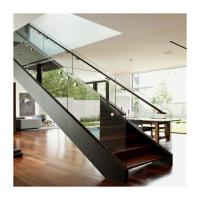 China Apartment refabricated straight stairs cantilever wooden staircase for sale