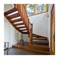 China The best outdoor steel straight glass stairs indoor loft solid wood treads staircase for sale