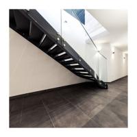 China Eco Friendly Solid Wooden Staircase Indoor Invisible Stringer Straight Stairs for sale