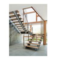 China Indoor Modern Straight Stairs Stainless Steel Wooden Staircase for sale