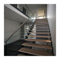 China Glass Tread Mono Stringer Stair Modern WA-SDS1231 Straight Staircase for sale
