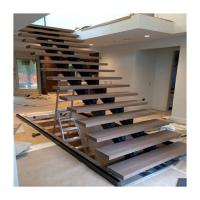 China Indoor Straight Oak Staircase Modern Steel Wood Staircase Customized for sale