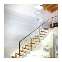 China Department Mono Stringer Stair Carbon Steel Straight Red Wood Box Tread Staircase for sale