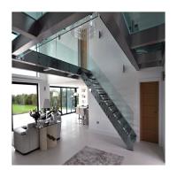China Department Mono Stringer Stair Carbon Steel Straight Red Wood Box Tread Staircase for sale