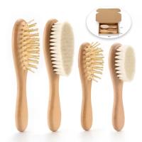 China Customized LOGO Baby Brush And Comb Set Wooden Baby Hair Brush With Goat Bristle for sale