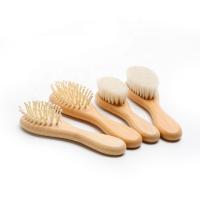 China Customized Wood Baby Brush Set With Soft Bristles Natural Goat Hair 4Pcs for sale
