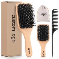 China Wooden Handle Boar Bristle Paddle Brush Vented Paddle Brush OEM/ODM for sale