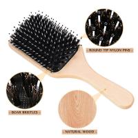 China Wooden Handle Boar Bristle Paddle Brush Vented Paddle Brush OEM/ODM for sale