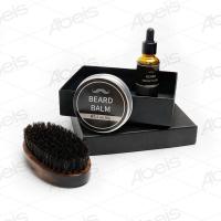 China Custom Logo Engraved Portable Pocket Retro Wooden Boar Bristle Beard Brush and Comb Set Men's Beard Care for sale