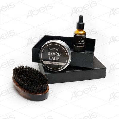 China Custom Logo Engraved Portable Pocket Retro Wooden Boar Bristle Beard Brush and Comb Set Men's Beard Care for sale