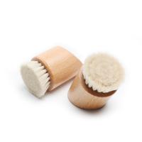 China Wooden Handle Facial Cleaning Brush Makeup Remover Brush With Super Soft Goat Bristle for sale