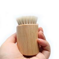 China Wooden Handle Facial Cleaning Brush Makeup Remover Brush With Super Soft Goat Bristle for sale