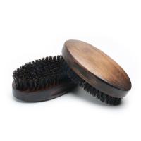 China Abeis Retro Wooden Beard Brush Natural Bristle Beard Brush Oval Style for sale