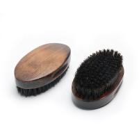 China Retro Oval Wooden Beard Care Brush With 100% Natural Boar Hair for sale