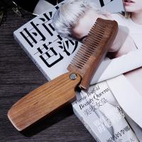 China Anti Static Sandalwood Foldable Beard Comb Folding Mustache Comb for sale