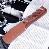 China Anti Static Sandalwood Foldable Beard Comb Folding Mustache Comb for sale
