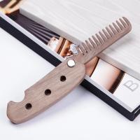 China Anti Static Sandalwood Foldable Beard Comb Folding Mustache Comb for sale