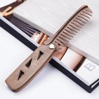China Anti Static Sandalwood Foldable Beard Comb Folding Mustache Comb for sale